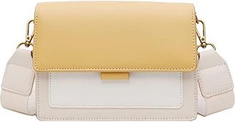 Generic Petit sac &agrave; bandouli&egrave;re &agrave; rabat en cuir pour femme avec compartiment, sac &agrave; main tendance et sac &agrave; main deux tons d&eacute;contract&eacute;s, jaune, small