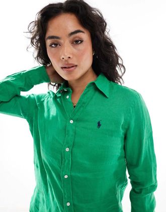 Polo Ralph Lauren Chemise en lin à logo - Vert