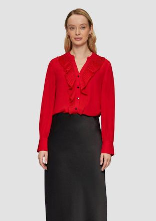s.Oliver Langarmbluse Bluse Bluse mit plissierten Volants