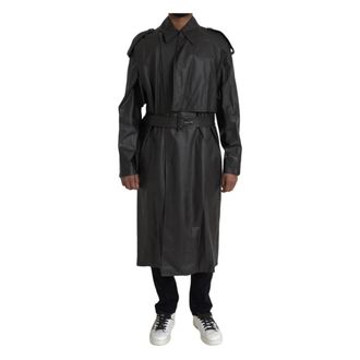 Bottega Veneta Wasserdichter Trenchcoat aus Leder - - Coats - Herren - Schwarzk - XS