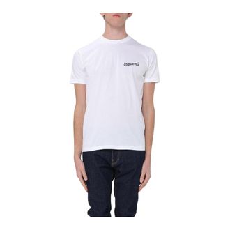 Dsquared2 Homme, Tops, Blanc, Taille: XL T-shirt Ras du Cou en Coton