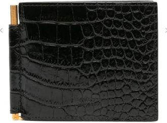 Tom Ford Homme, Accessoires, Noir, Taille: ONE Size Porte-cartes Pince &agrave; Billets Effet Crocodile