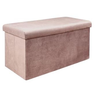 The Home Deco Factory HD6816 Coffre Banc Pliable, Design Moderne et Fonctionnel, Espace de Rangement, Assise Confortable, pour Salon ou Chambre, 76 x 38 x 38 cm, Rose Poudr