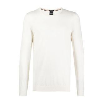 HUGO BOSS Sueter Leno Natural Cuello Redondo - - Knitwear - Herren - Wei&szlig; - 2XL