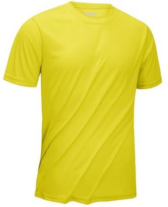 KEFITEVD Homme T-Shirt Polyester Homme de Pêche T-Shirt Court AVCE Col Rond Homme de Golf Tops Respirant,Jaune,L