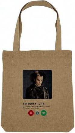 Fabulous Sac Shopping Tote Bag Aspect Lin - Sweeney Todd Barbier R&eacute;seau Social Rencontre Amour - Sac de Courses Toile Epaisse 360g Beige Naturel Cabas Port&eacute; Ep