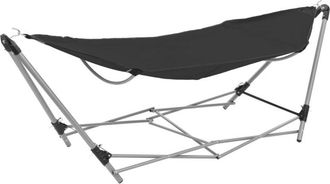 vidaXL Vidaxl - Hamac sur pied pliable noir - Tissu oxford 600D r&eacute;sistant - Cadre en acier thermolaqu&eacute; - Dimensions 241 x 76 x 70 cm