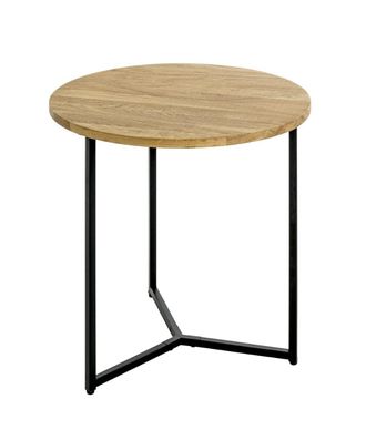 Haku Möbel Beistelltisch Eiche, schwarz, Massivholz, Metall - Maße: H 52 cm x Ø 50 cm, Style: Modern