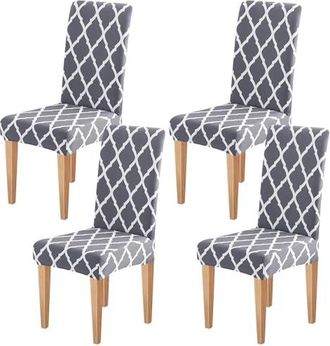 Dioxide Housse de Chaise Extensible Amovible Lot de 4 Couverture de Chaise Lavable Housse de Salle &agrave; Manger &agrave; Imprim&eacute; Tendance Universel pour Bouquet, Restaur