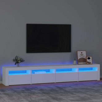 vidaXL Vidaxl - Meuble tv avec lumi&egrave;res led Blanc 240x35x40 cm