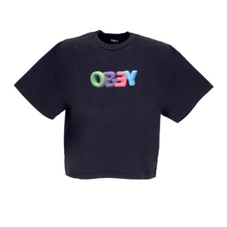 Obey Schwarzes Crop Tee mit Logo-Print - - Tops - Damen - Schwarzk - S