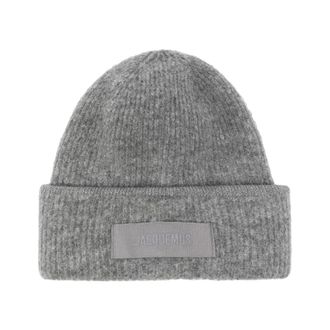 Jacquemus Graue Gros Grain Wollstrickm&uuml;tze - - Accessories - unisex - Grau - ONE SIZE
