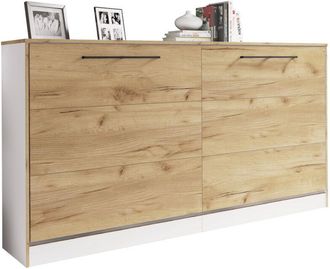 VCM Lit armoire avec base en caillebotis 90x200 H. 114 x B. 213 x T. 43 cm