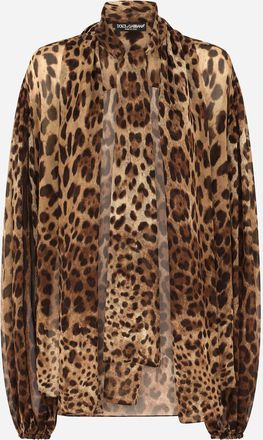 Dolce & Gabbana Leopard-print Chiffon Shirt - Frau Blusen Und Tops Animalprint 44