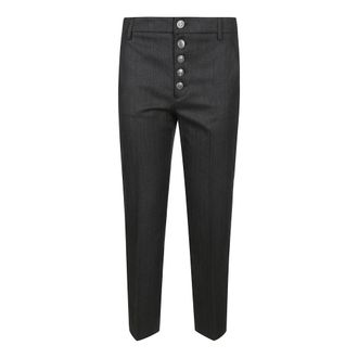 Dondup Lockere Chino-Hose mit Schmuckknopf - - Trousers - Damen - Schwarzk - W29