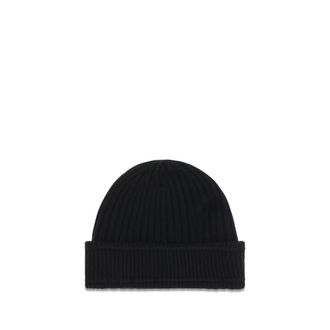 Burberry Mens Black Wool Oves Aries Beanie Accessory