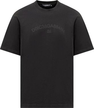 Dolce & Gabbana Homme, Tops, Noir, Taille: S Logo-print Cotton T-shirt