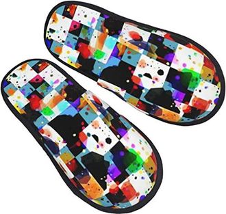 Generic Chaussons Femme Homme Damier D&Eacute;checs Abstrait Chaud Chaussons Antid&eacute;rapant Chaussures DInt&eacute;rieur Peluche Chausson DHiver Pour Int&eacute;rieur H&ocirc;tel Ext&eacute;rieu
