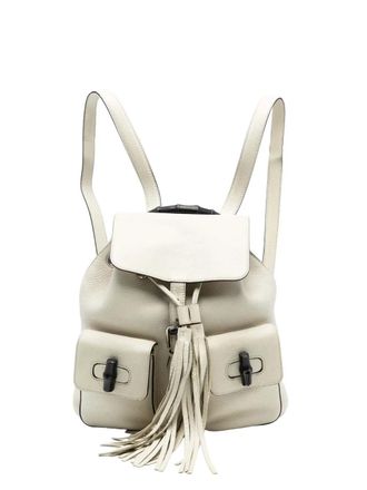 Gucci sac &agrave; dos en cuir &agrave; pompons (2016-2025) - Blanc