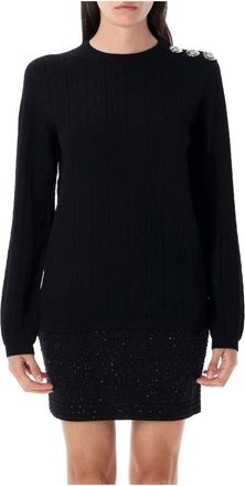 Balmain Monogramm Strickoberteil - - Knitwear - Damen - Schwarzk - S