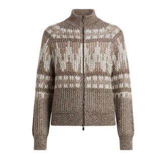 PESERICO Strickjacke mit Rei&szlig;verschluss und geometrischem Muster - - Knitwear - Damen - Braun - XL