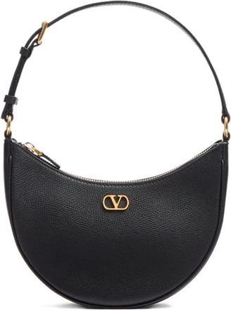 Valentino Garavani Hobo Bags - Crescent-Shaped Handbag In Textured Leather - Gr. unisize - in Schwarz - f&uuml;r Damen
