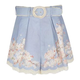 Zimmermann Femme, Shorts, Multicolore, Taille: 42 FR Shorts Bermuda en Lin Bleu