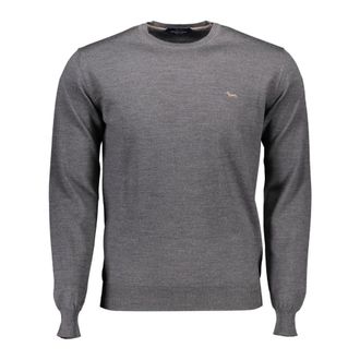 Harmont & Blaine Grauer Wollpullover- Langarm- Rundhals- Logo - - Knitwear - Herren - Grau - 2XL