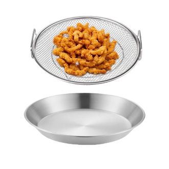 Generico Frittisieb-Set - Sieb-Sieb aus Edelstahl 18-20 cm mit langem Griff, Frittierkorb aus Abfluss f&uuml;r sicheres Kochen, Verwendung im Restaurant