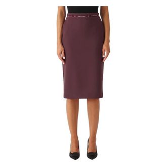 Elisabetta Franchi Femme, Jupes, Violet, Taille: 38 FR Jupe en Cr&ecirc;pe avec Ruban Logo