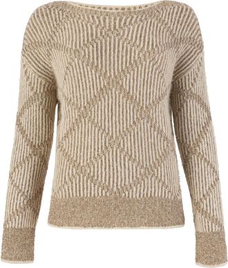 D.exterior Femme, Pulls, Beige, Taille: 42 FR Maglia a rombi