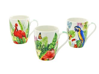 CREATABLE CreaTable, 20897, Serie ALOHA, 6-teiliges Geschirrset, Becherset aus Porzellan, sp&uuml;lmaschinen-und mikrowellengeeignet, Qualit&auml;tsproduktion, 30 centili