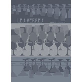 GARNIER-THIEBAUT Geschirrtuch Les verres &agrave; pied Denim 50x70 cm Baumwolle