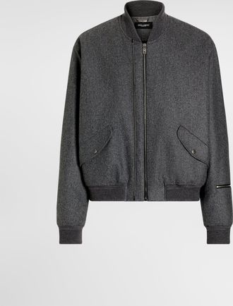 Dolce & Gabbana Bomberjacke Aus Wollflanell Mit Wattierung - Mann M&auml;ntel Und Jacken Grau 46