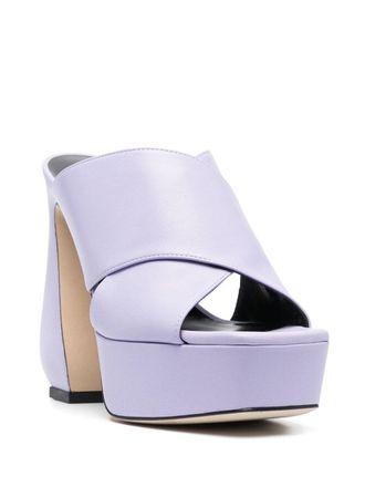 Sergio Rossi Platform Leather Heel Mule - Lilac