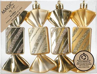 Magic Bodyfashion Christbaumschmuck Bonbons 10,5cm Kunststoff 4er Set - bruchsicher & mit Glitzer - Christbaumkugeln für Weihnachtsbaum - Weihnachtsbaumkugeln & Weihnac