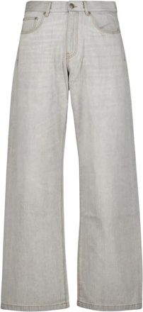 Palm Angels Homme, Jeans, Gris, Taille: W32 Jeans Loose Fit avec Logo Courbe