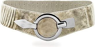 Glamexx24 Ceinture élastique pour Femmes, Vintage Ceinture de 6 cm de Large avec Anneau Argenté, pour Corset Robes Manteaux, Taillenweite 75cm-110cm