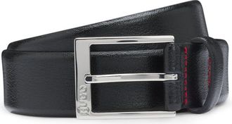 HUGO BOSS Ledergürtel mit polierter Metallschließe in