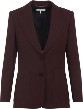 Chlo&eacute; Blazer Laine Uni-boutonnage - Femme - Vestes - Brun - Taille: 36 FR