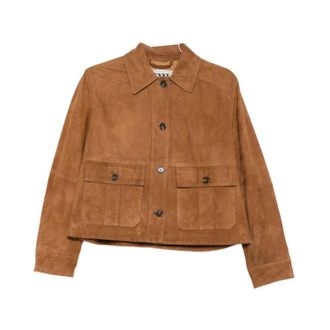 Pennyblack Femme, Vestes, Brun, Taille: 38 FR Buttoned Flap-Pocket Jacket