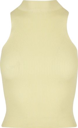 Urban Classics Damen Ladies Short Rib Knit Turtleneck Top T-Shirt, softyellow, XXL