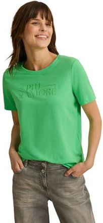 Cecil B322930 T-Shirt avec Inscription, Vert Fluo glac&eacute;, L Femmes