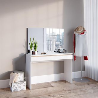 Vicco Schminktisch Weiß Emma 120x83x41.8 cm - Frisiertisch mit Spiegel, Viel Platz auf und unter der Tischplatte für kleine Gegenstände