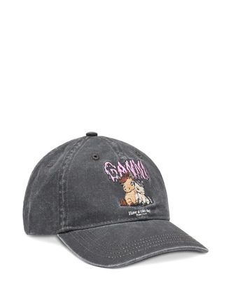 Ganni casquette &agrave; motif brod&eacute; - Gris
