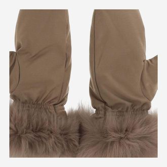 Yves Salomon Womens Beige Wool Blend Gloves With Fox Fur Virgin