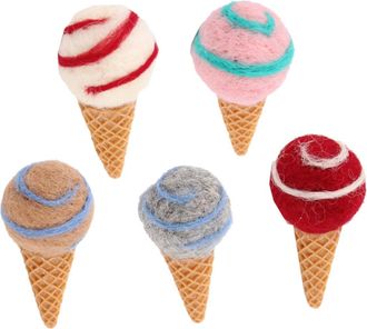 Cabilock 5 St&uuml;ck Wollfilz Eiscreme Dekorationsset Handgefertigte Weihnachtsornamente f&uuml;r Blumenstr&auml;u&szlig;e Selbstgemacht Bastelmaterial f&uuml;r Fest und Partydeko Zuf&auml;