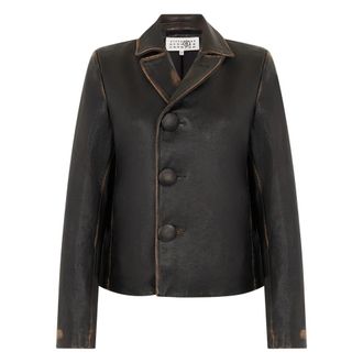 Maison Margiela Lederjacke mit Kn&ouml;pfen - - Jackets - Damen - Braun - XS