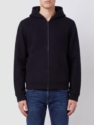 Emporio Armani Sweat &agrave; capuche en m&eacute;lange de laine et coton avec zip