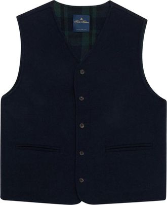 Brooks Brothers Gilet en tricot Blackwatch r&eacute;versible - Homme - Vestes - Bleu - Taille: L